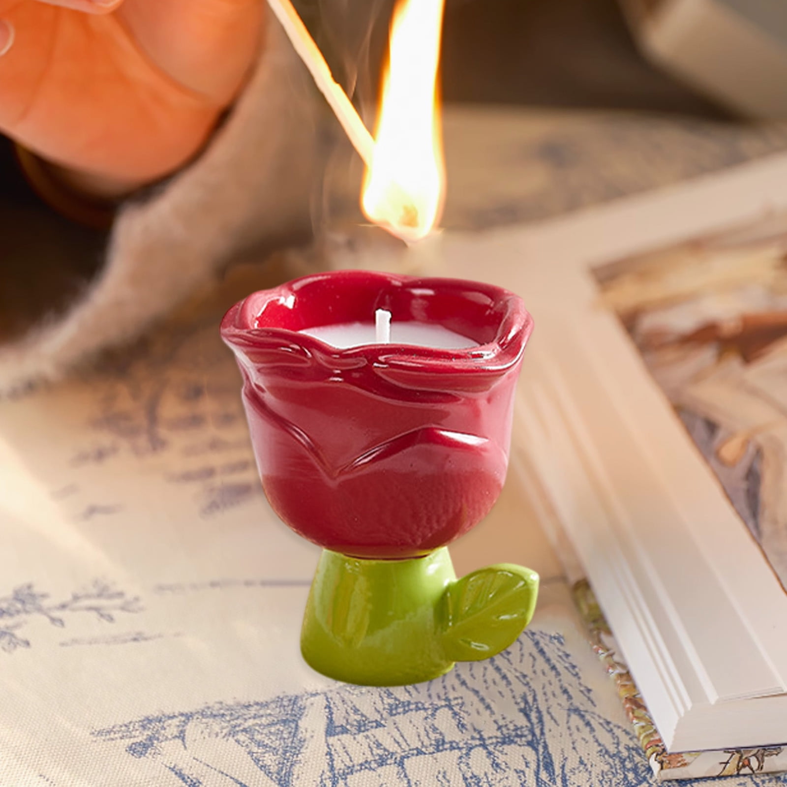 hengsof Rose Scented Flower Shaped Scented Candles Soy Wax Scented ...