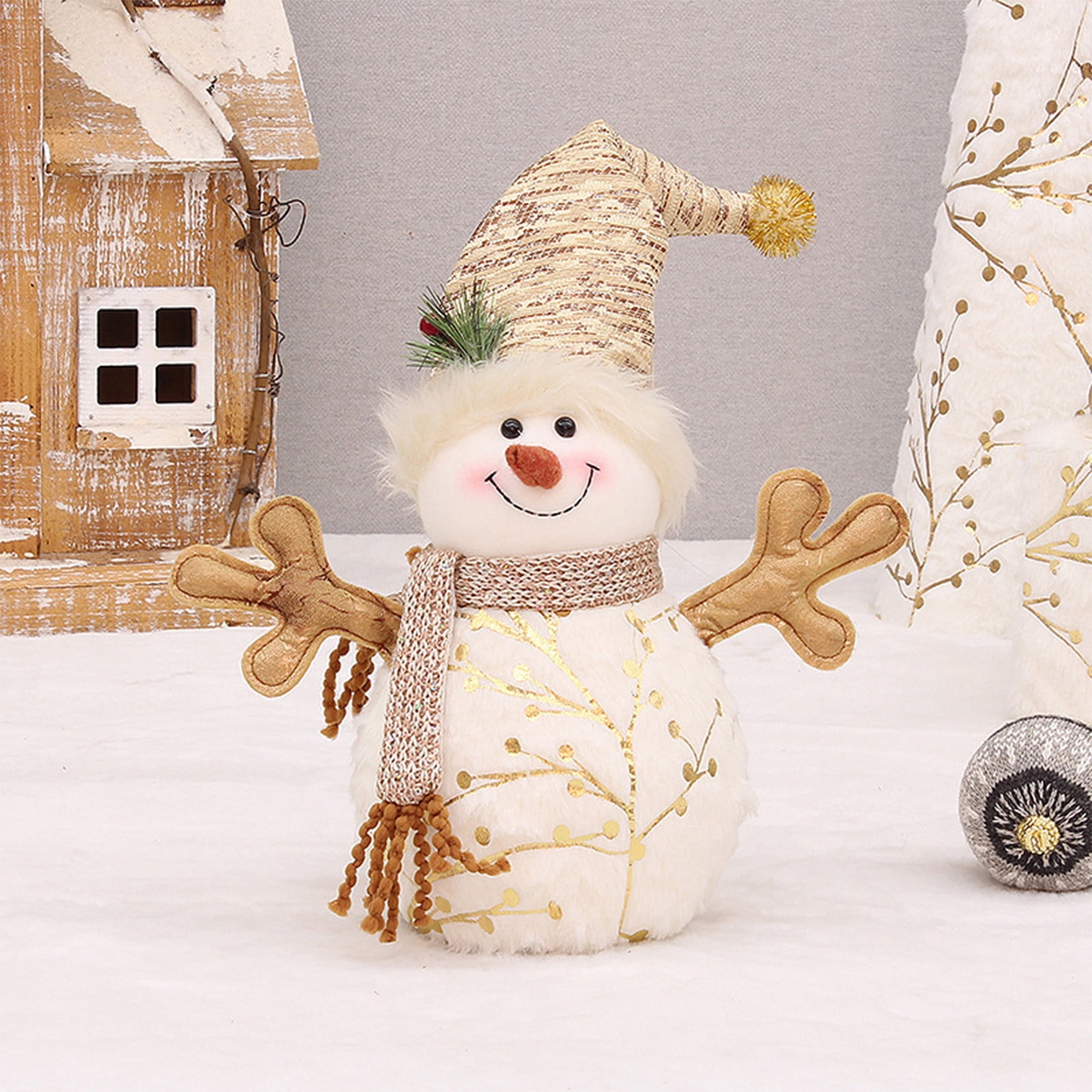 hengsof Snowman Christmas Decorations Indoor Snowman Figurines Decor ...