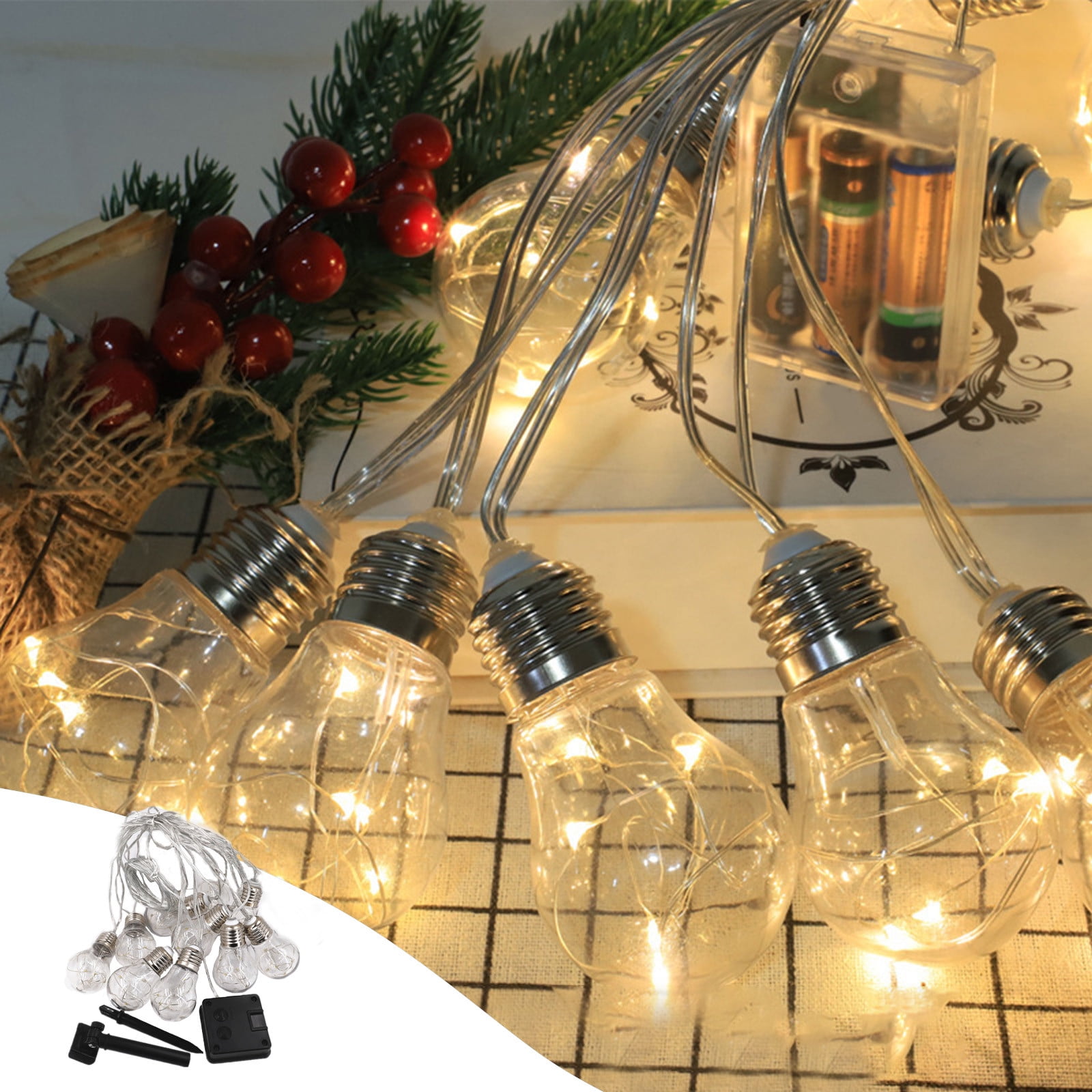 hengsof Solar String Lights, 20 LED Solar Cafe Patio Lights, Porch ...