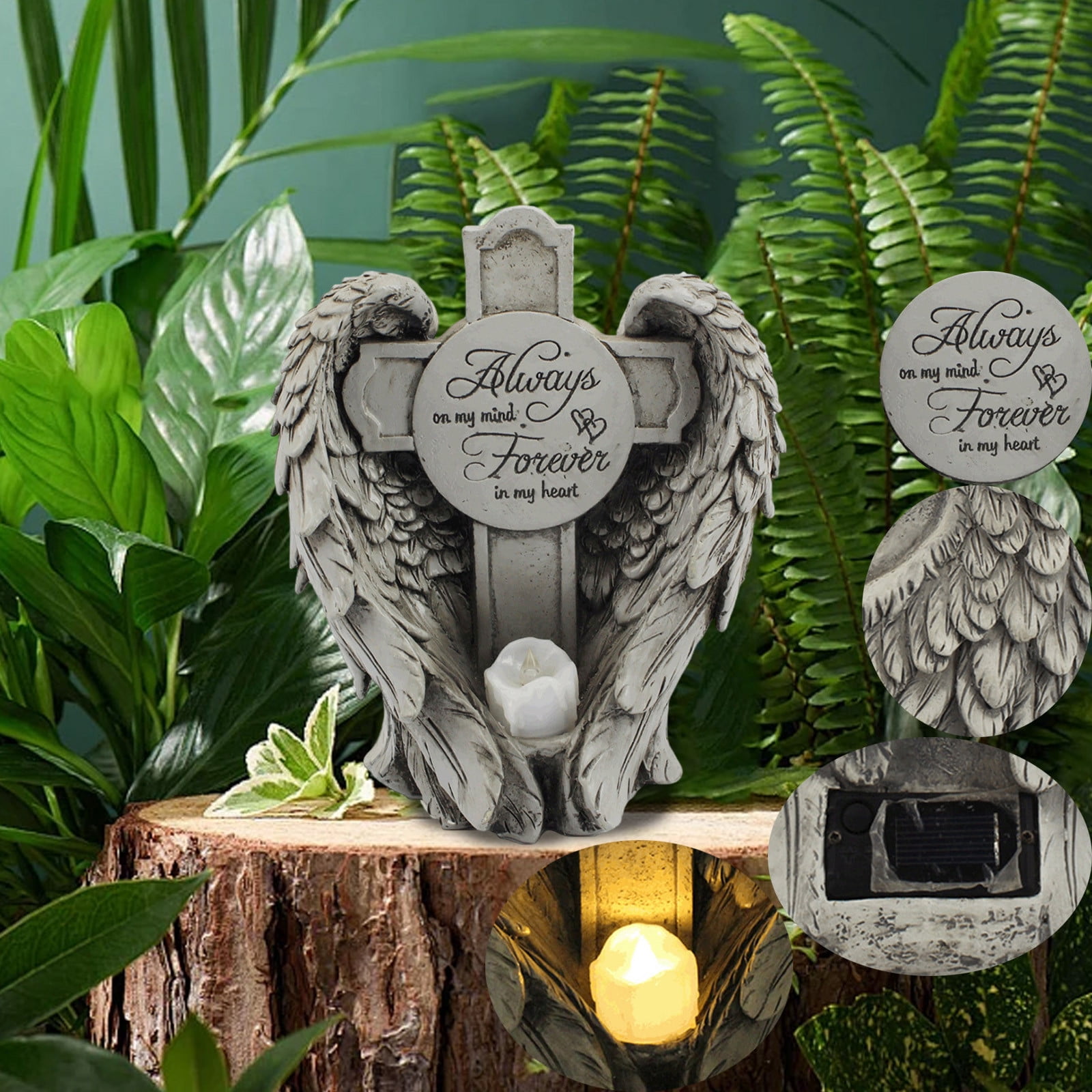 hengsof Solar Vintage Angel Electronic Candle Holders Ornament Angel ...