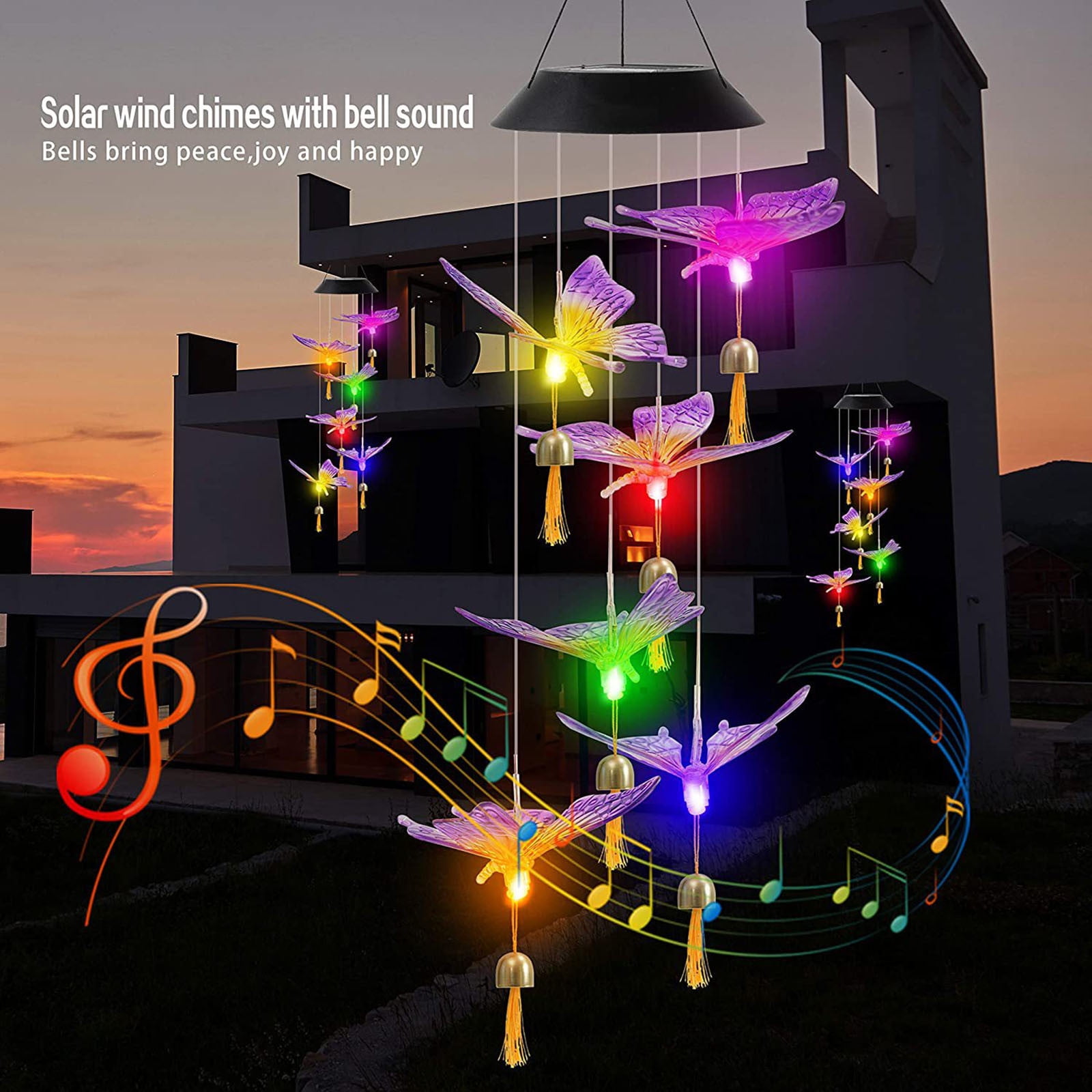 hengsof Solar Wind Chime, Color Changing Ball Wind Chimes, LED ...