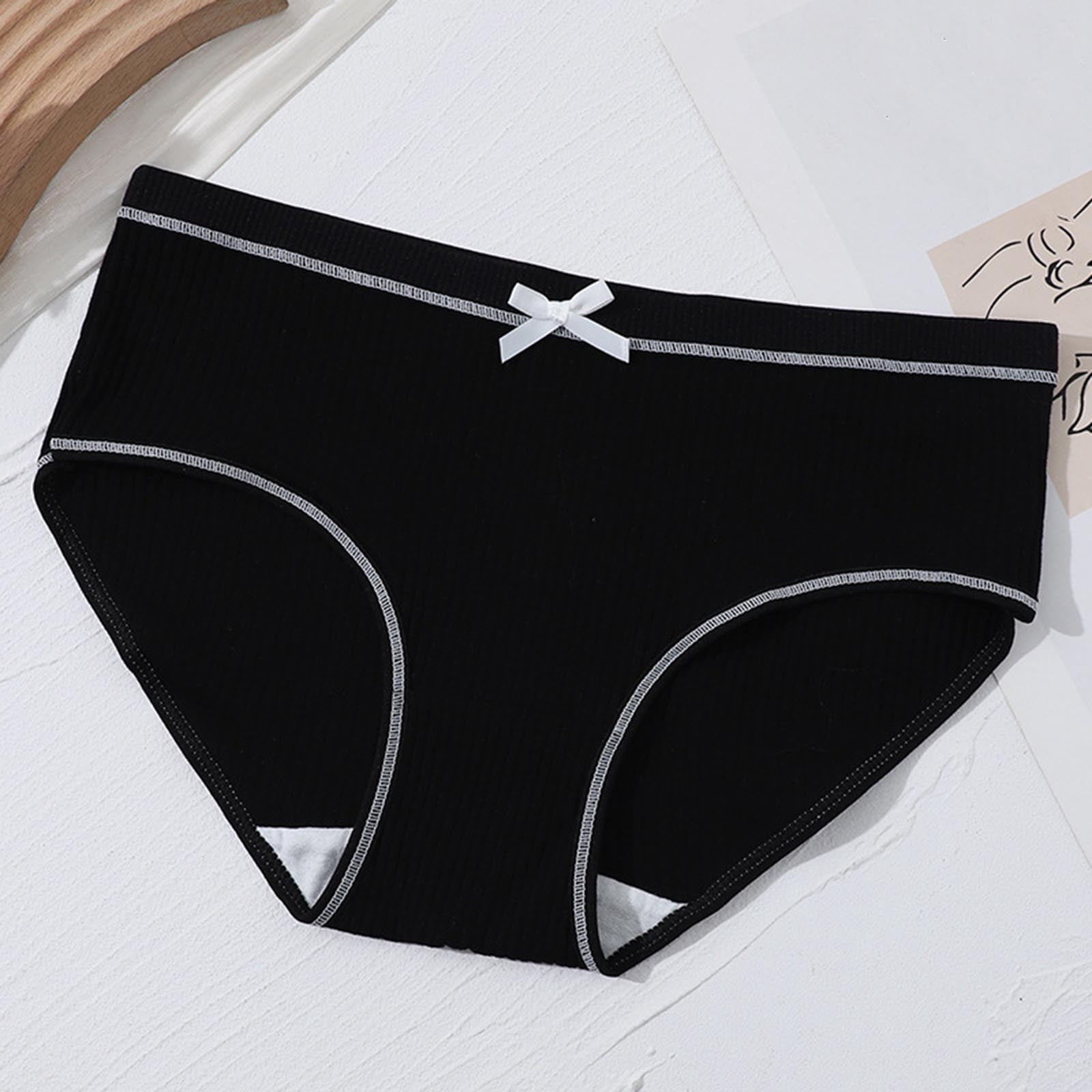 hengsof Teen Girls Ribbed Bow Detail Cotton Briefs for 5-16 Years Solid ...