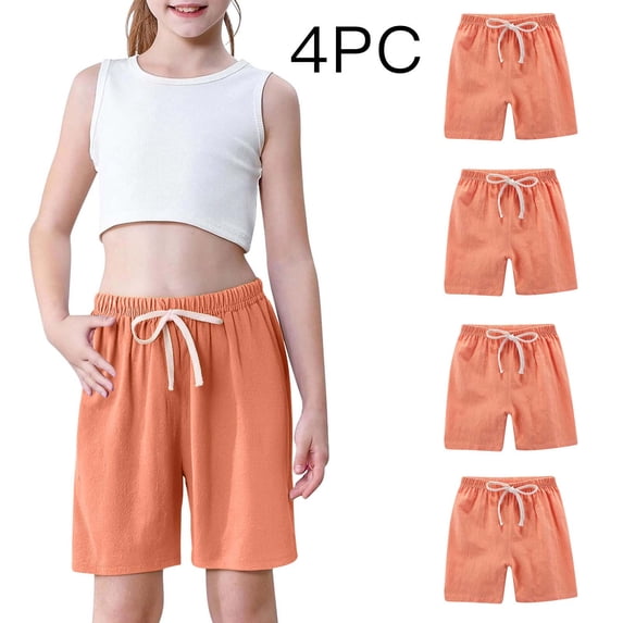 hengsof Toddler Boys Girls Shorts 4-Pack Cotton Linen Summer Casual ...