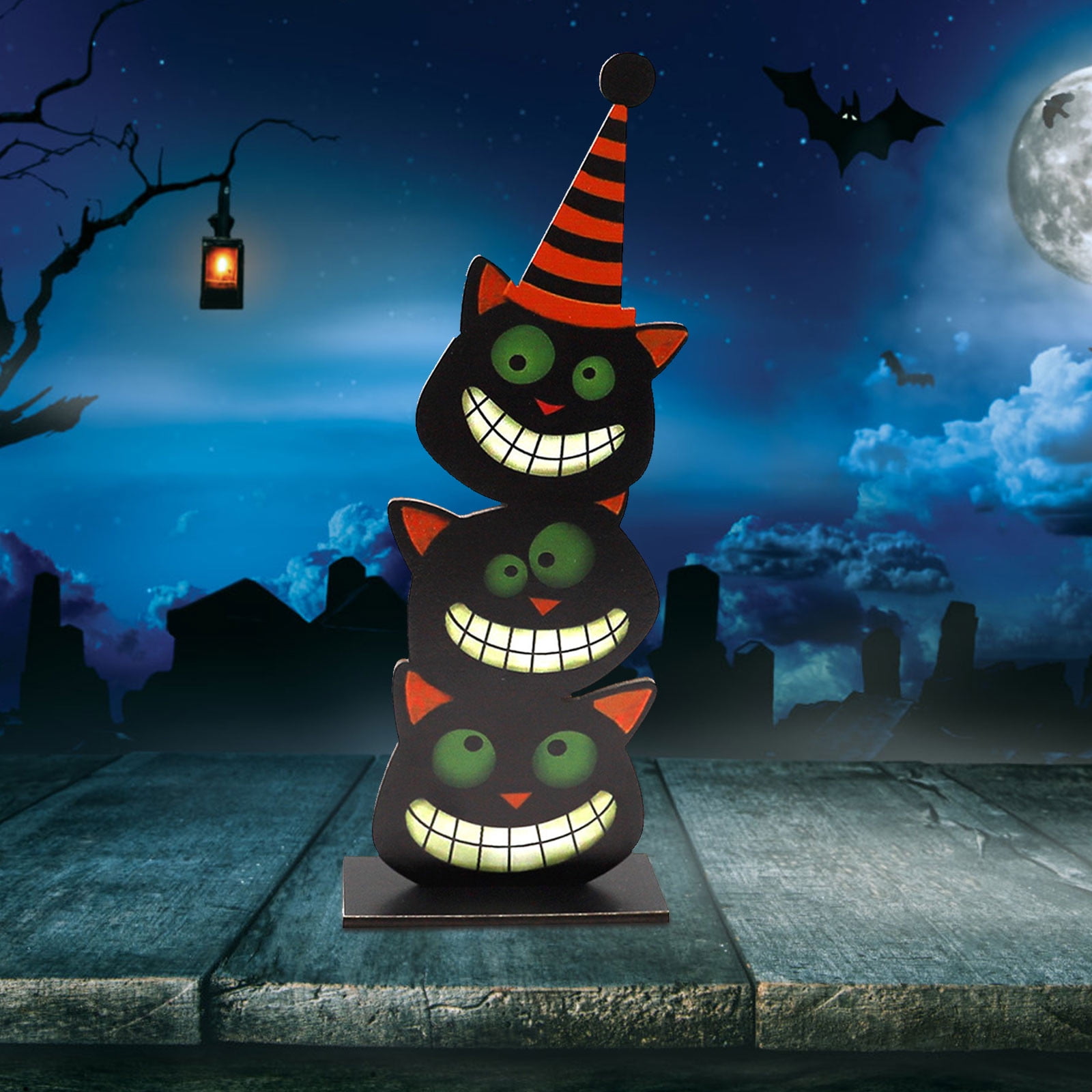 hengsof Wooden Halloween Table Top Decorations - Retro Halloween Decor ...