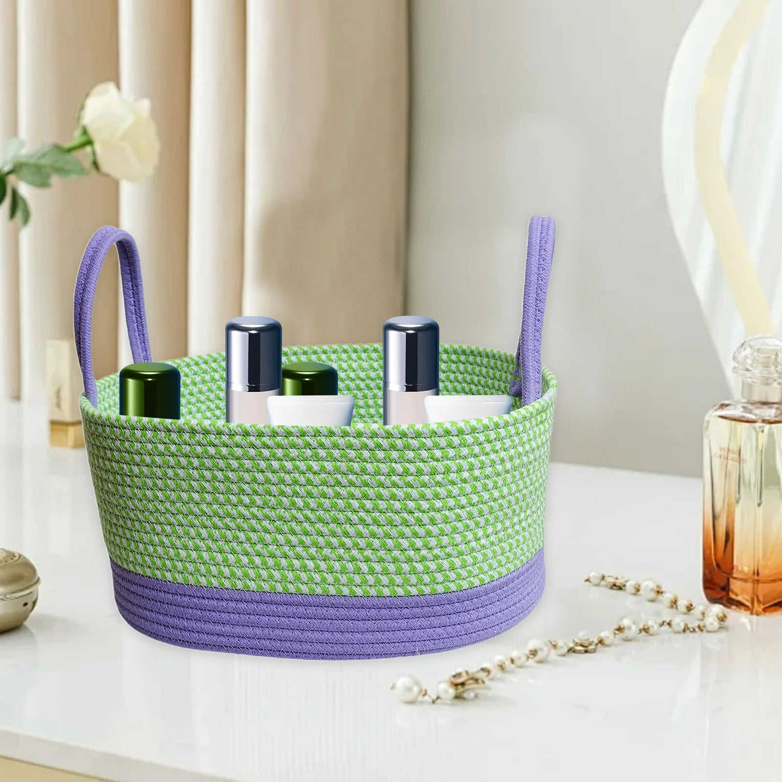 hengsof Woven Storage Basket with Lid Cute Cartoon Basket Toy ...