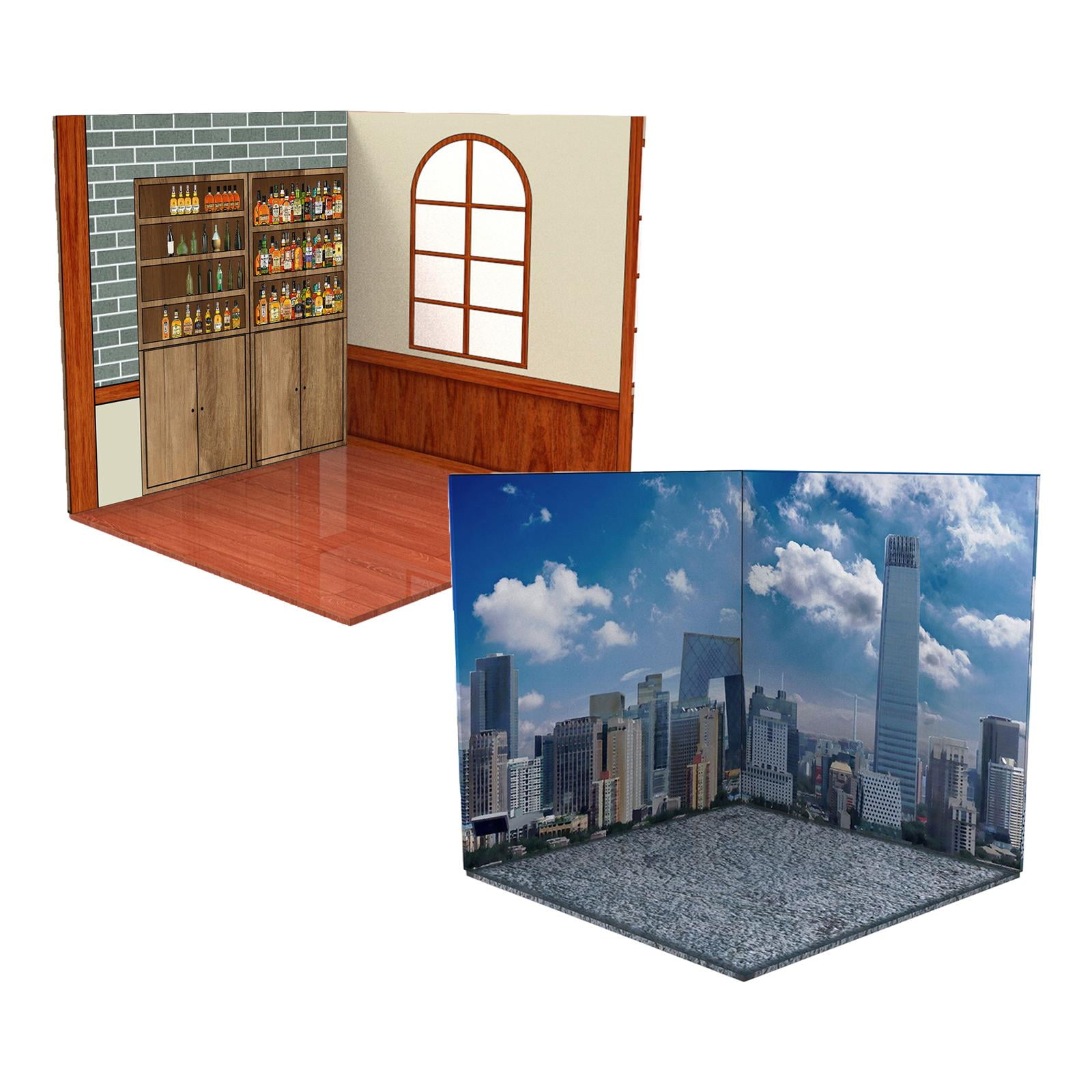 hengtong 2Pcs 1:12 Backdrop Scene Display Collection Layout Background ...