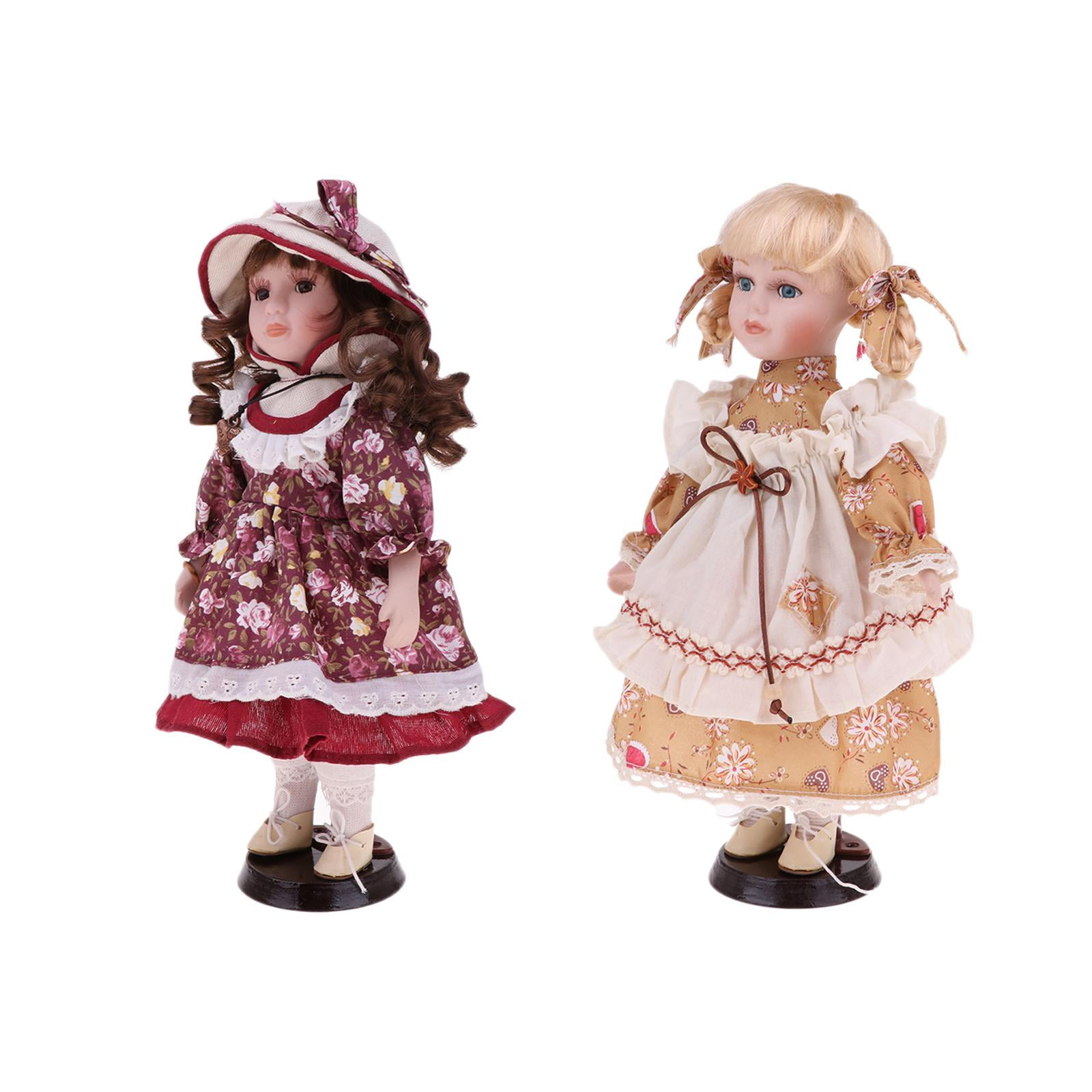 hengtong 2Pieces 30cm Girls Porcelain Dolls in Clothes Hat Set with ...