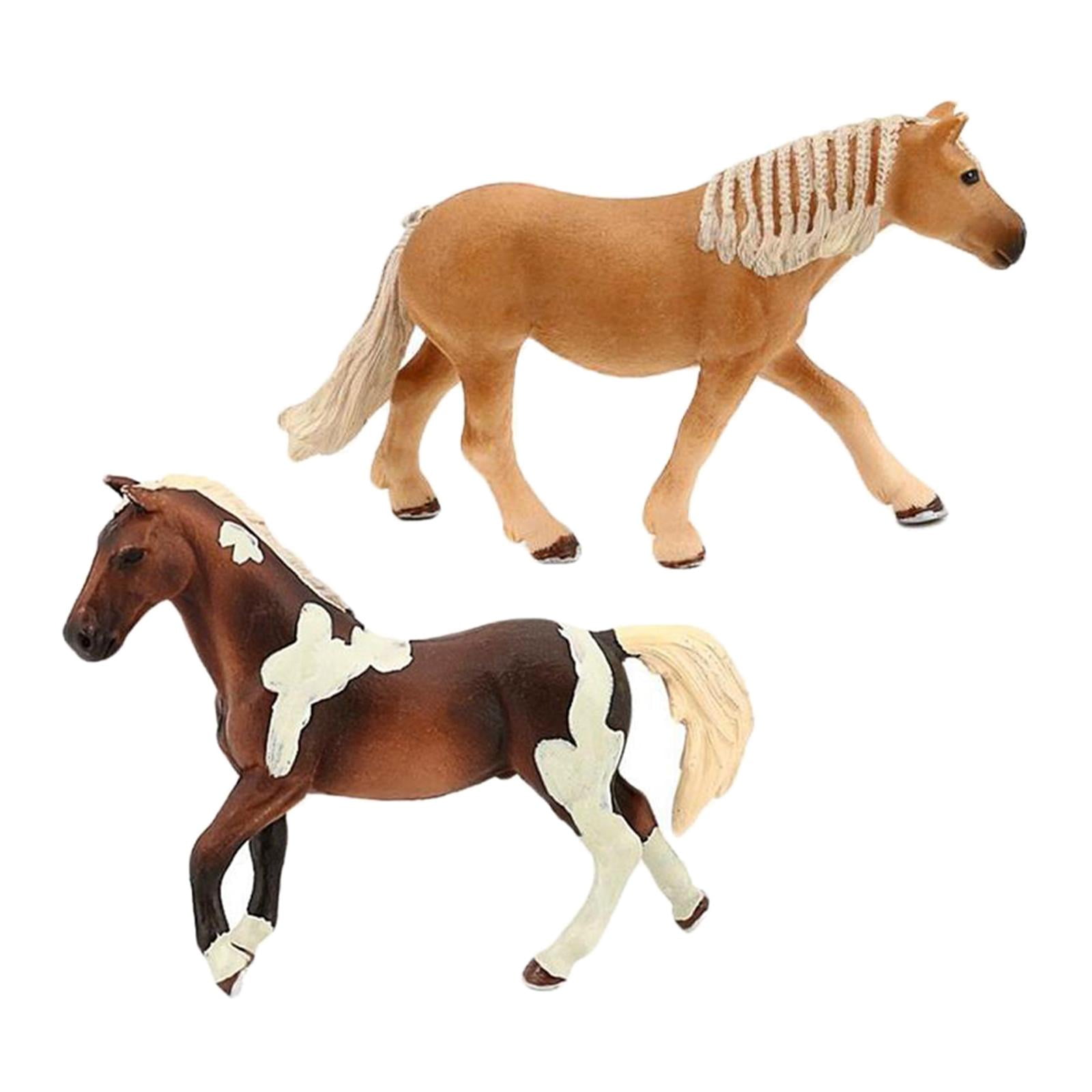 hengtong 2pcs Vivid Animal Figure Miniature Collectible Horse Figurine ...
