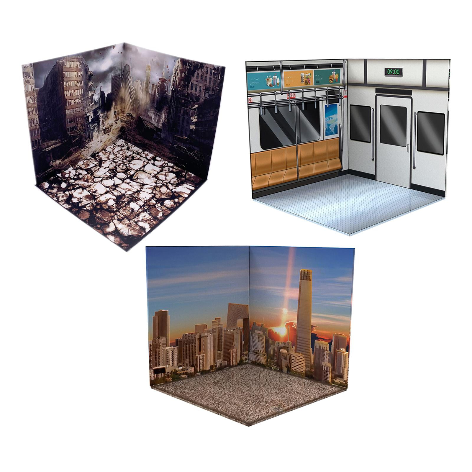 hengtong 3pcs 1/12 Scale Action Figures Backdrop Collection Diorama ...