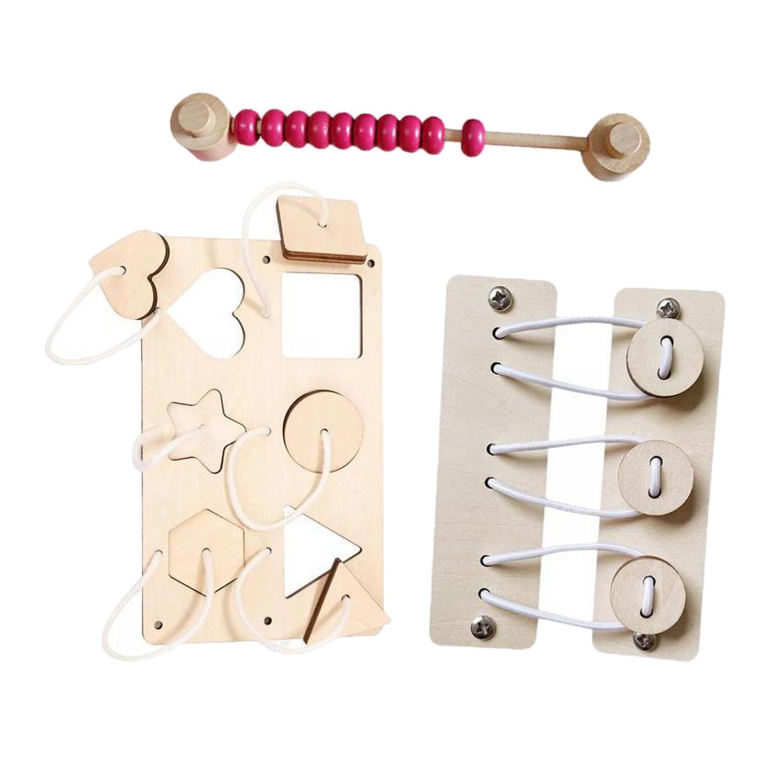 hengtong 3pcs Wooden Busy Board Toys Montessori Busyboard Early ...