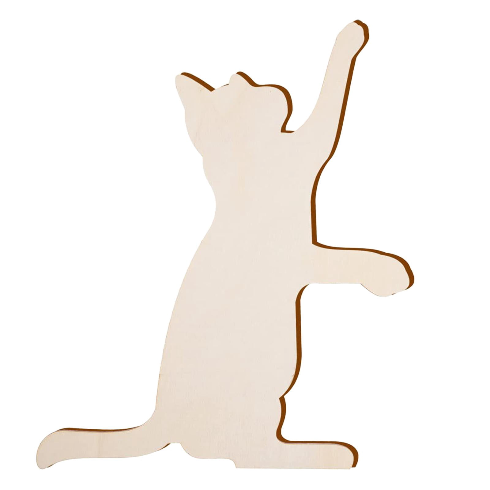 hengtong 4 Pieces Cat Cutouts Blank Wooden Slices for Drawing DIY ...