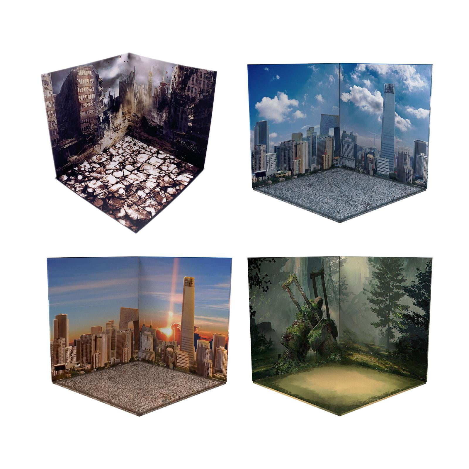hengtong 4pcs 1:12 Scale Japanese Style Backdrop Scene Display Case ...