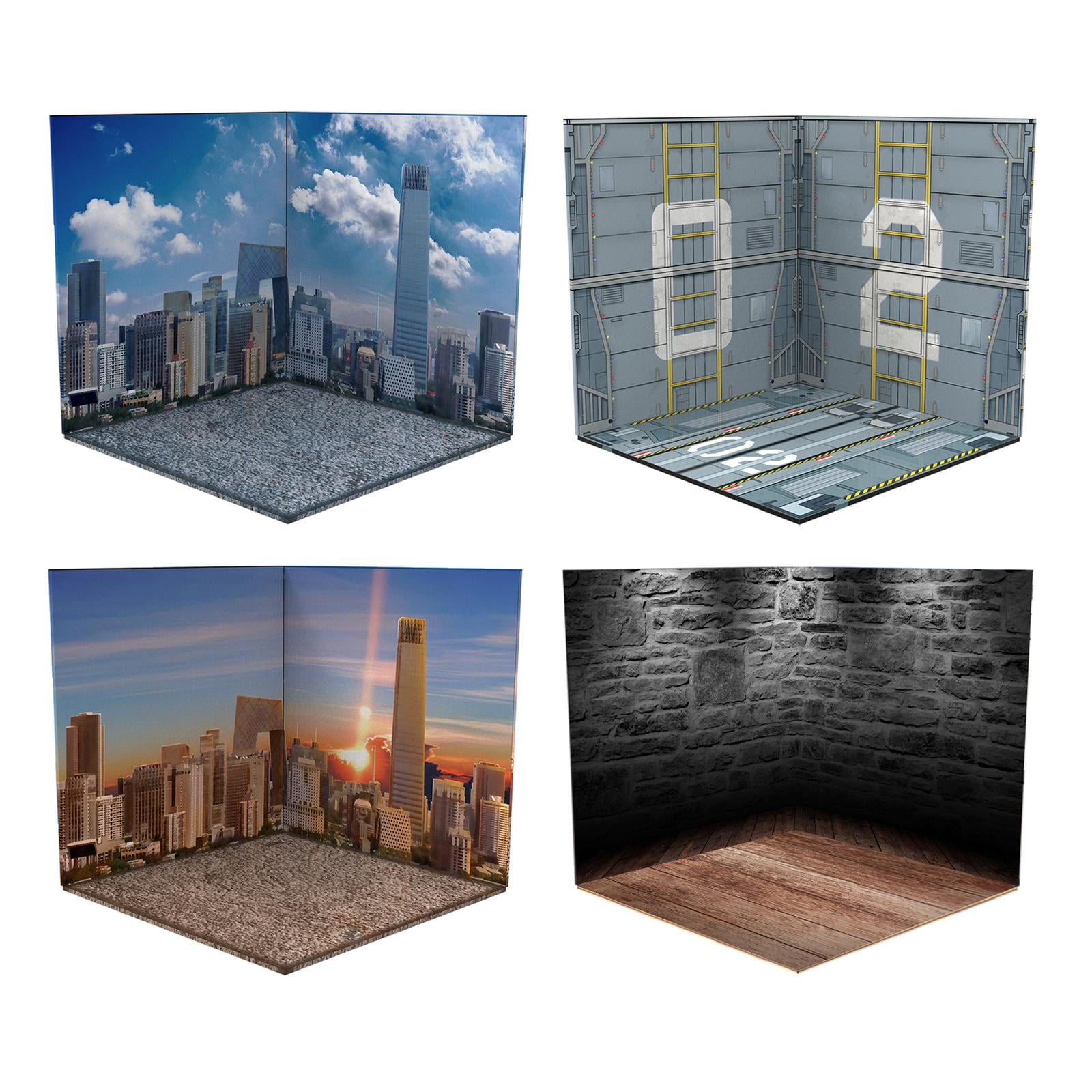 hengtong 4pieces 1:12 Model Display Backdrop Background Diorama Layout ...