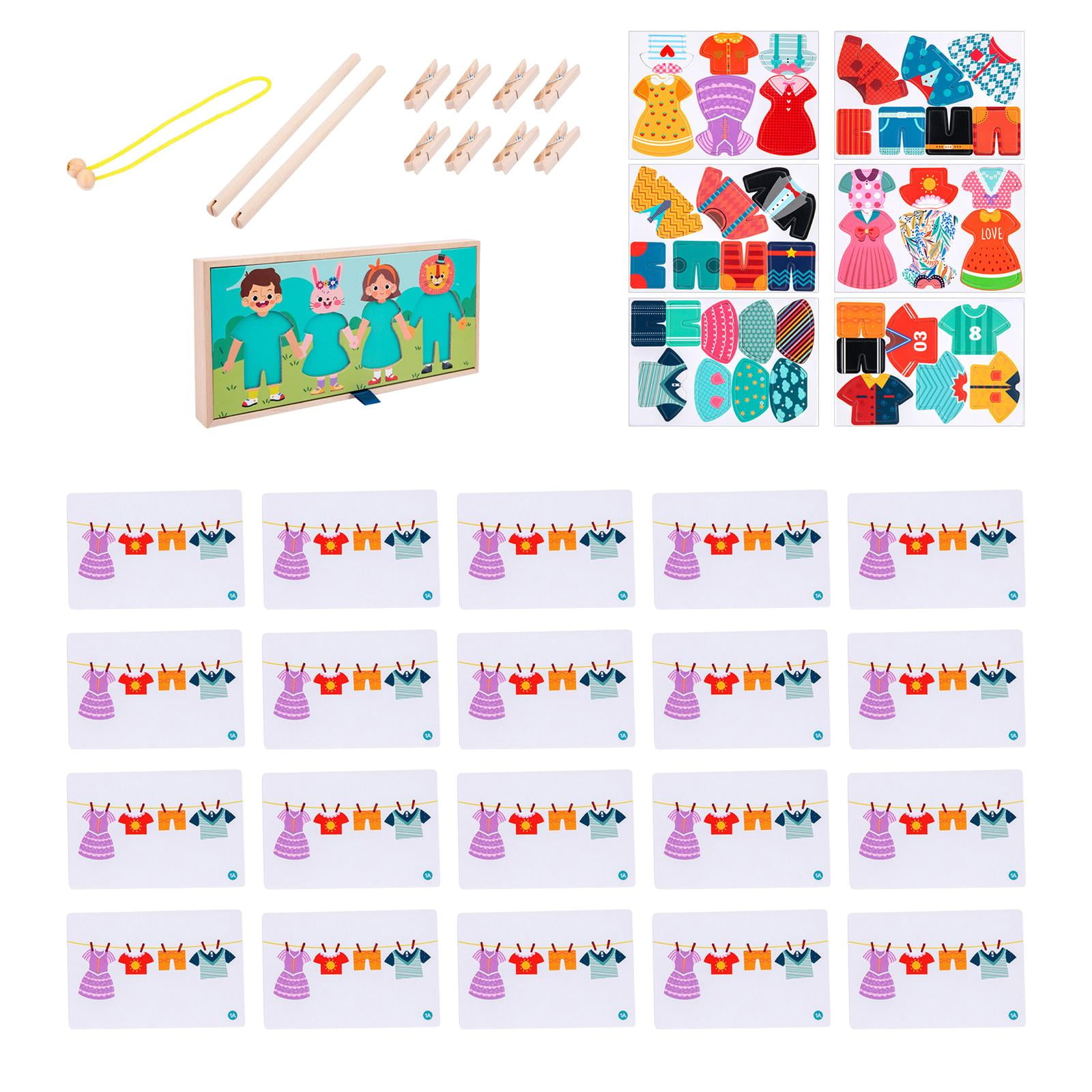 hengtong Hanging Clothes Drying Clothing Wood Pretend Play Sorting ...