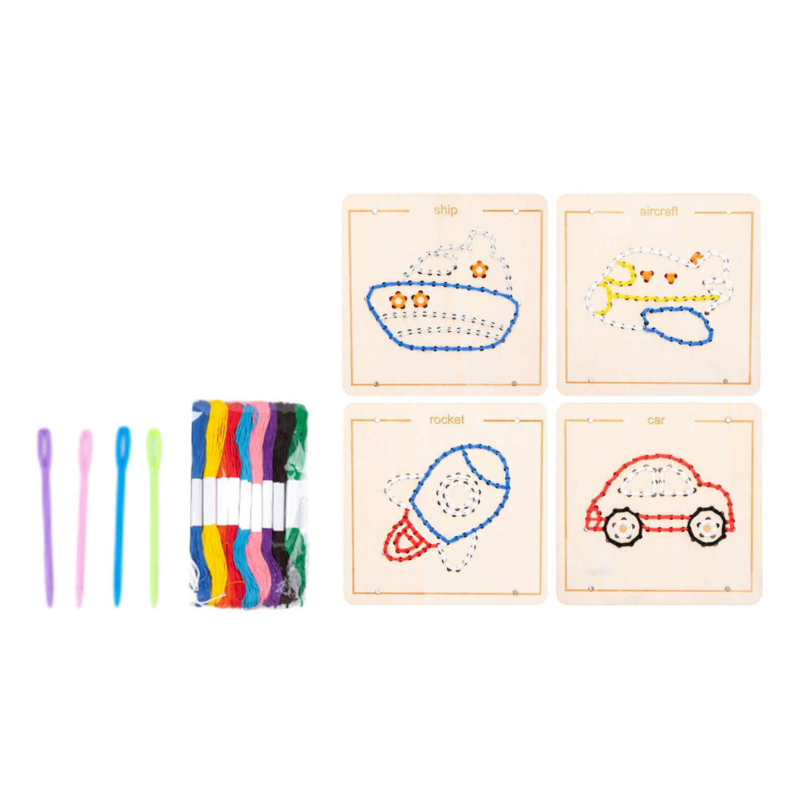 hengtong Kids Embroidery Puzzle Wooden Lacing Toy Threading Board Dress ...