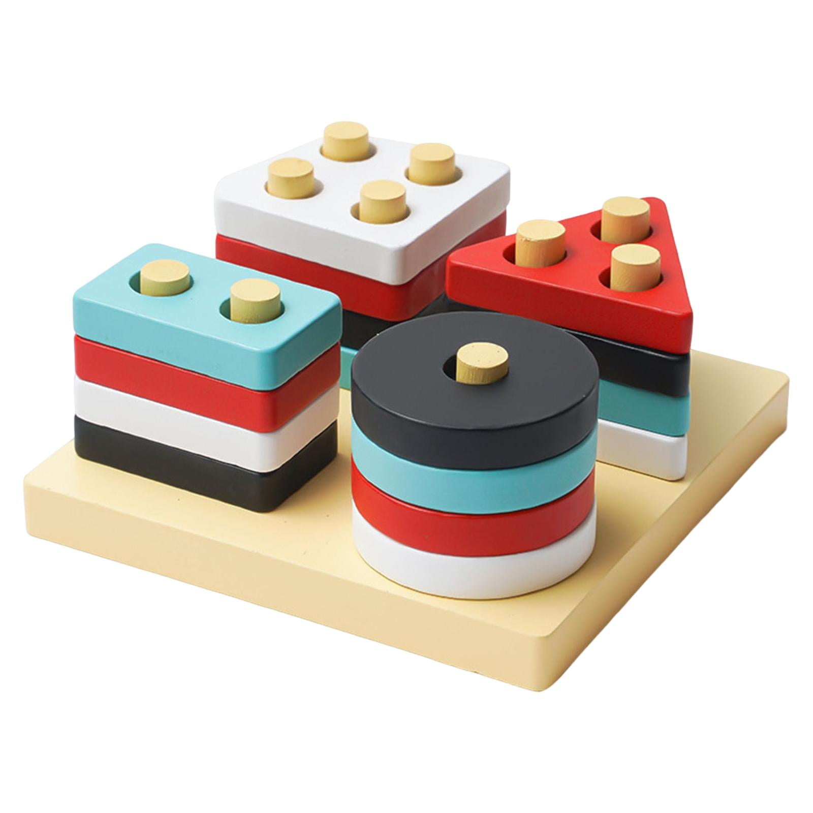 hengtong Montessori Wooden Sorter Stacking Toy, Shape Sorter ...