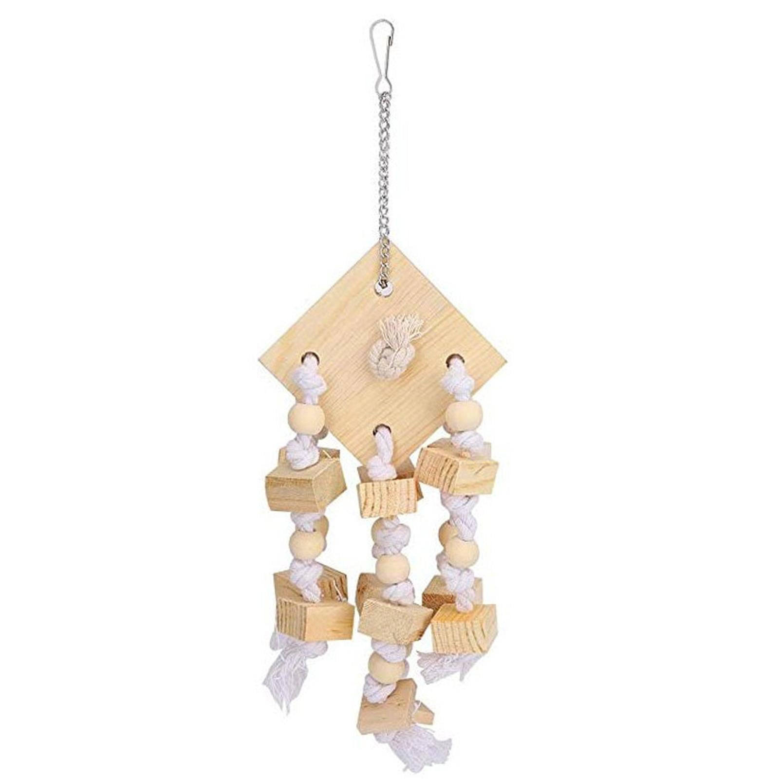 hengtong Parrot Cotton Rope Knots Blocks Toy Training Multiple Wooden ...