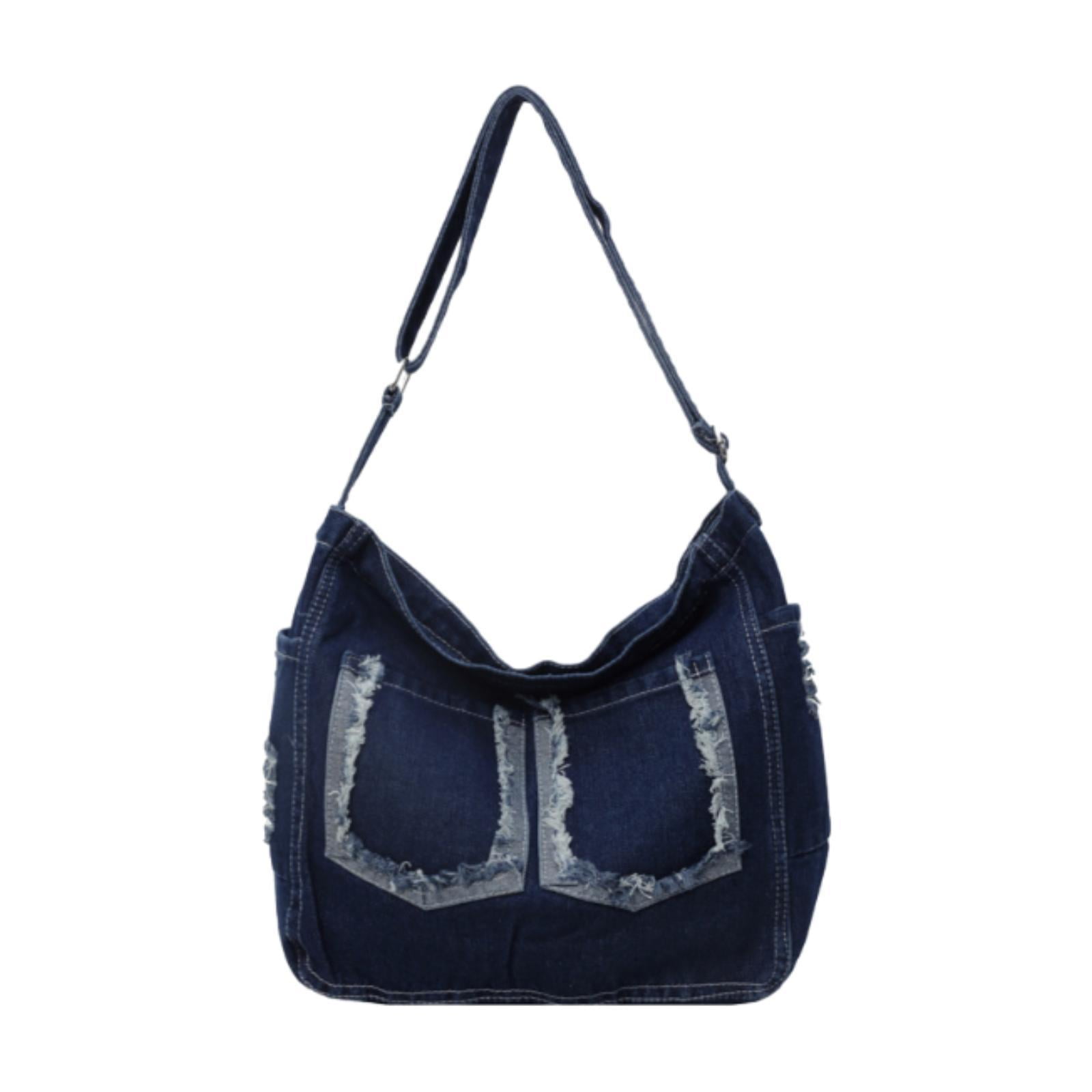 hengtong Women Denim Shoulder Bag Travel Shoulder Bag Retro Pouch Jean ...