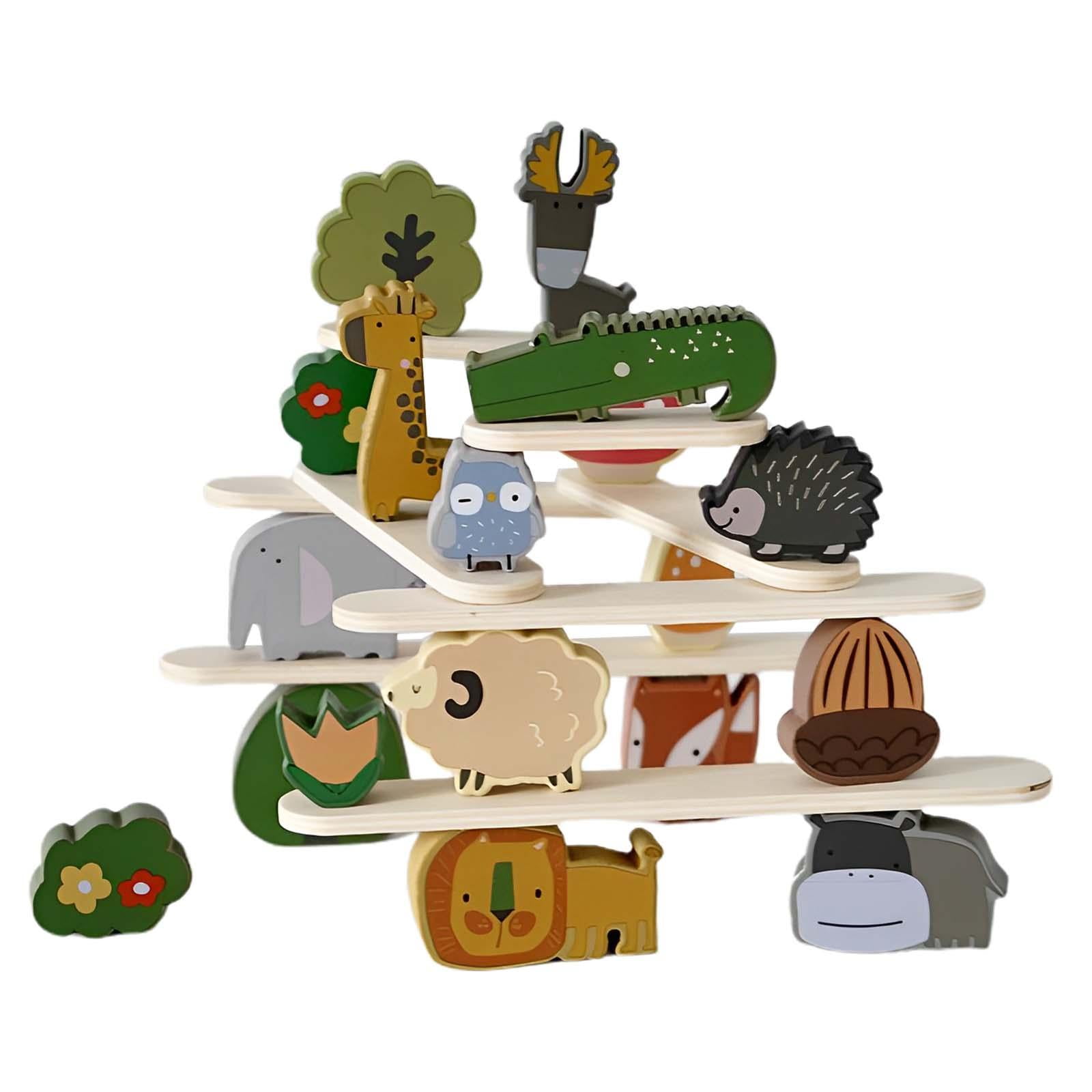 hengtong Wood Stacking Toy Blocks Animal Blocks Improve Logical Skills ...