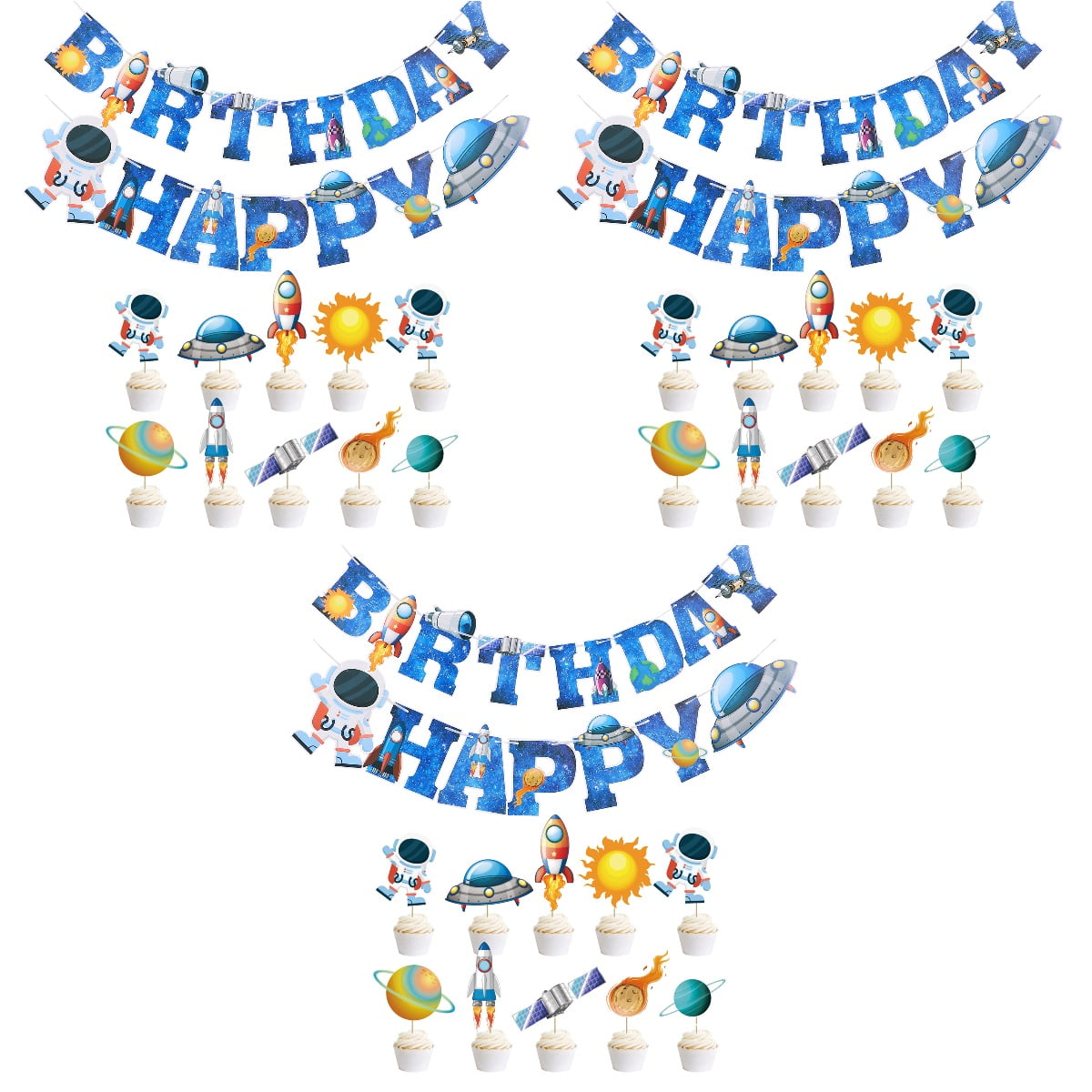 hengzirui 3 Sets Solar System Space Themed Birthday Party Decorative ...
