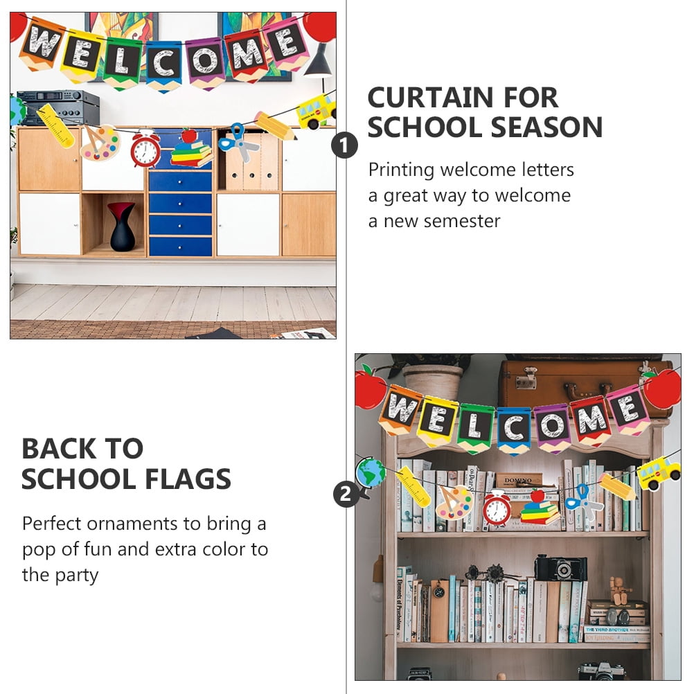 hengzirui Back To School Flags 4 pcs Back To School Season Curtains ...