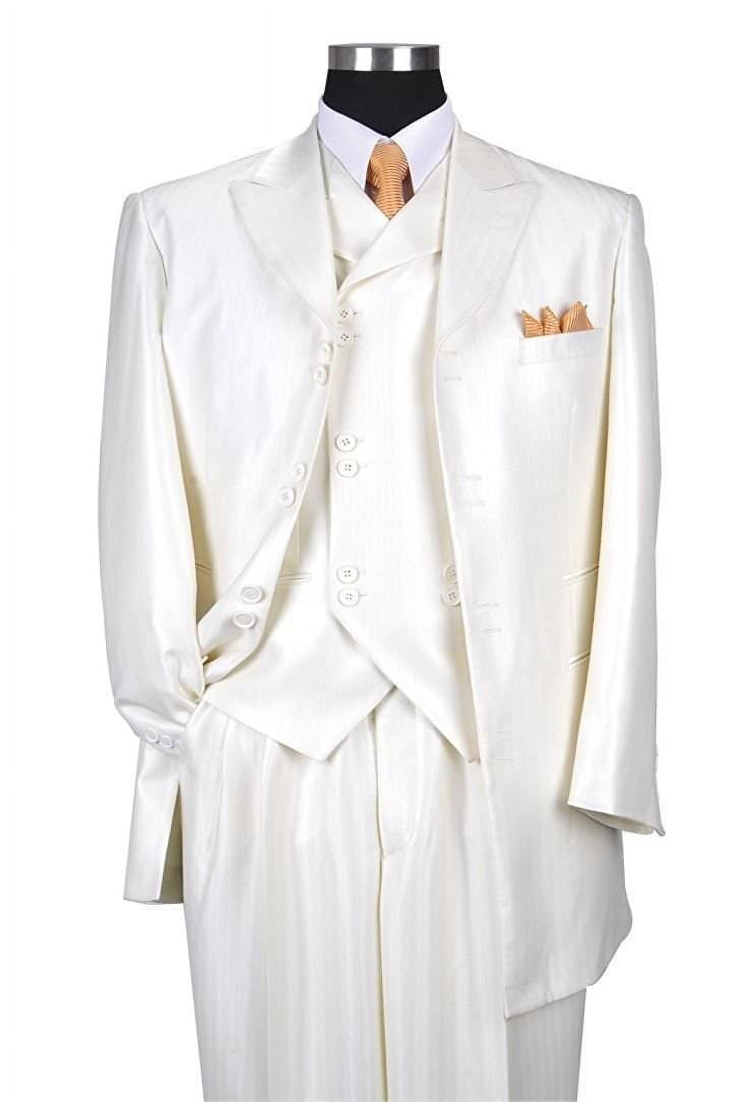 Herring Bone Stripe High Fashion Suit with Vest & Pants - Walmart.com