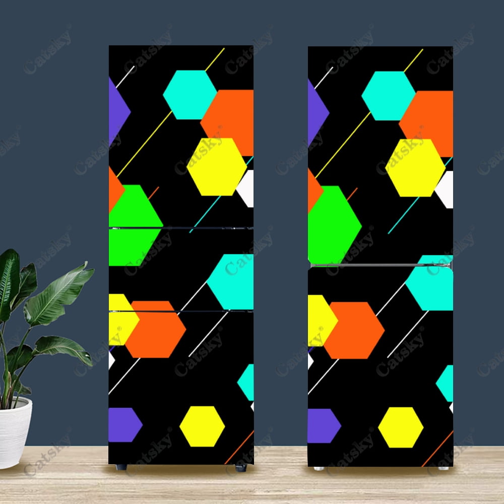 hexagon honeycomb Refrigerator Sticker Home Decor Kitchen Mural DIY ...