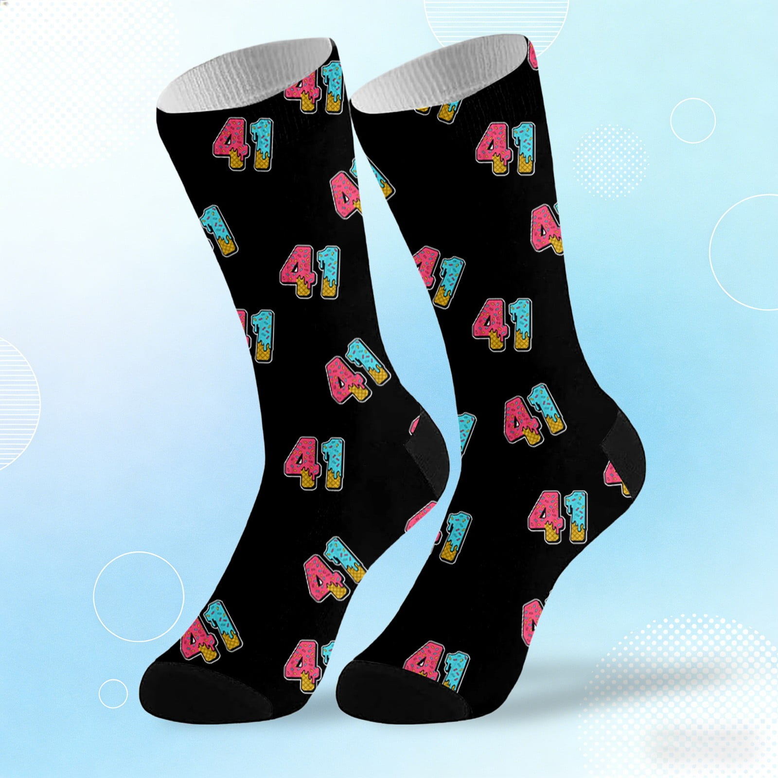 heyac 4 1 Socks Men Funny Number Ice Cream Drip Crew Socks 41 Meme ...