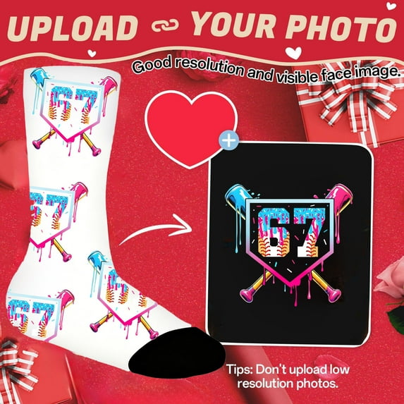 heyac 6 7 Socks Funny Number Baseball Crew Socks 67 Meme Novelty Six ...