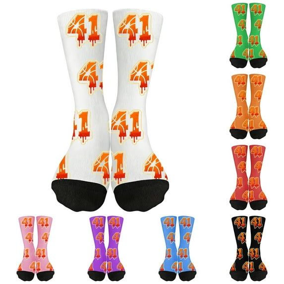 YAYUBA 6 7 Socks Funny Number Ice Cream Crew Socks 6 7 Meme Novelty and ...