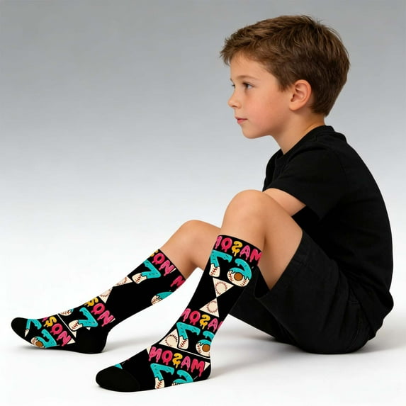 heyac 6 7 Socks Funny Number Ice Cream Crew Socks 67 Meme Novelty Six ...