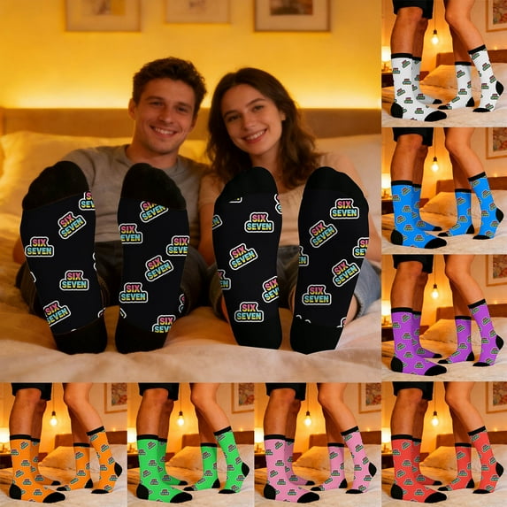 heyac 6 7 Socks Funny Number Ice Cream Drip Crew Socks 6 7 Meme Funny ...