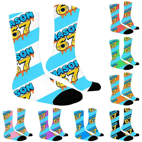 YAYUBA 6 7 Socks Funny Number Ice Cream Drip Crew Socks 6 7 Meme ...