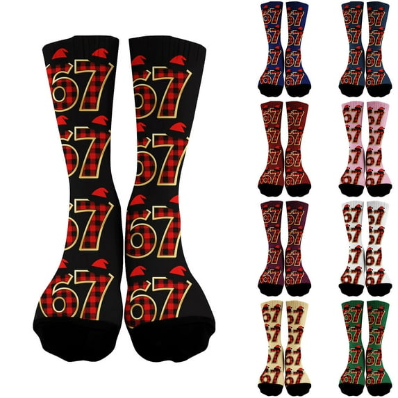 heyac 6 7 Socks Kids Funny Number Baseball Crew Socks 6 7 Meme Funny ...