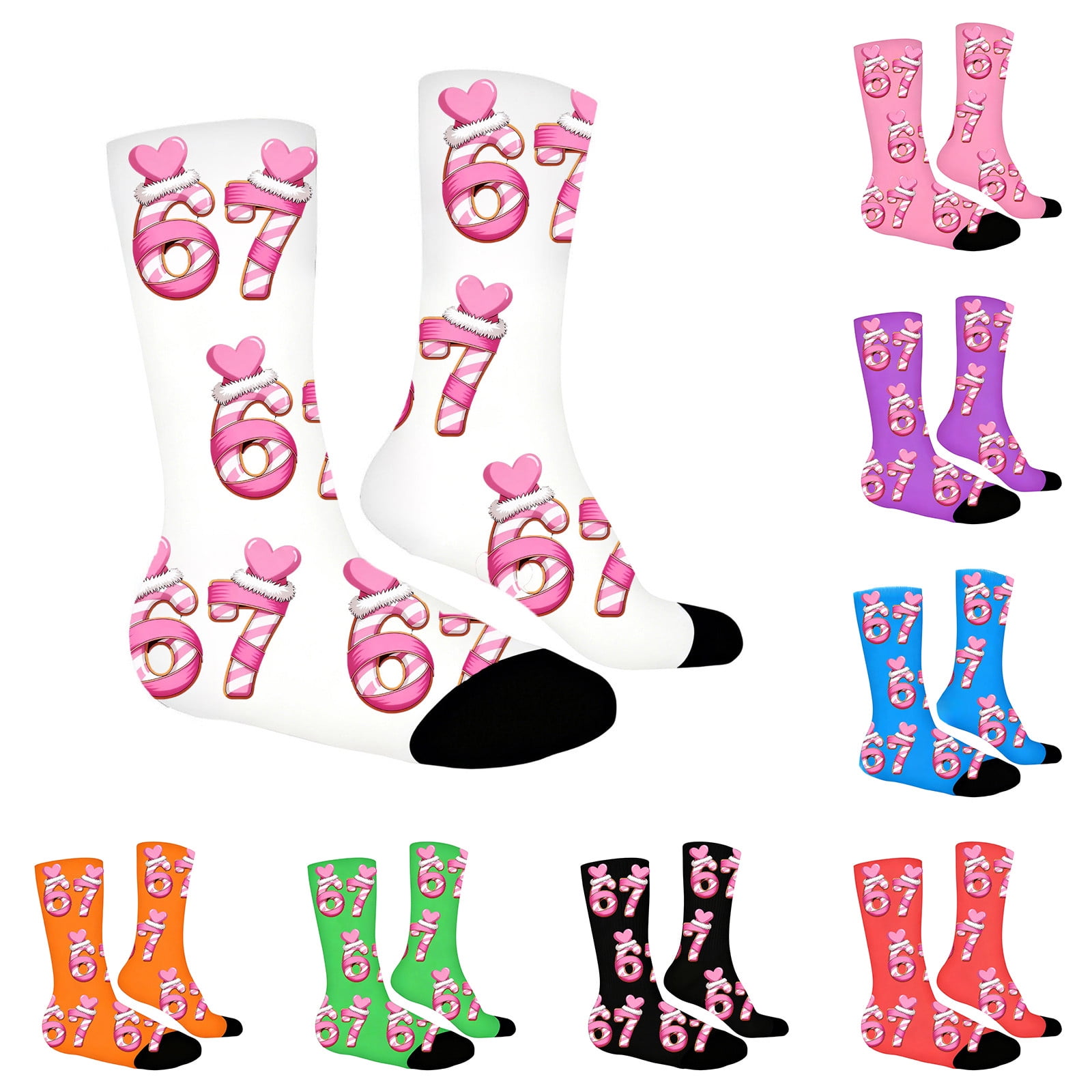 heyac 6 7 Socks Kids Funny Number Ice Cream Crew Socks 67 Meme Funny ...