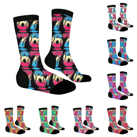 YAYUBA 6 7 Socks Kids Funny Number Ice Cream Drip Crew Socks 6 7 Meme ...