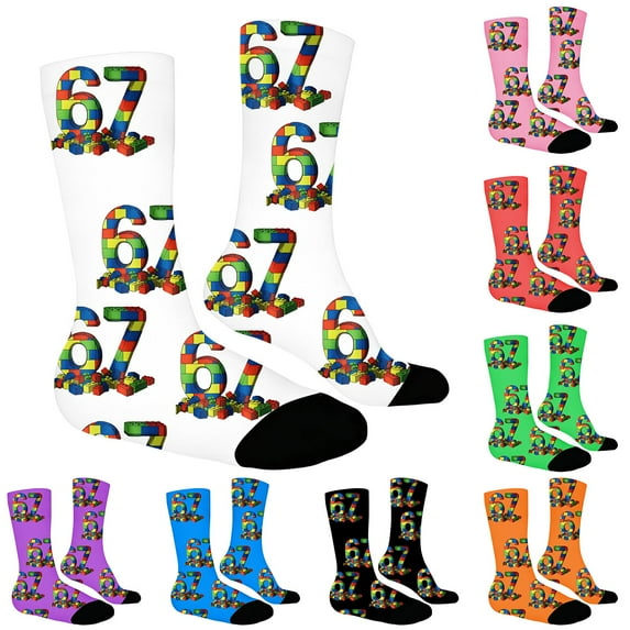 YAYUBA 67 Men Socks Funny Number Baseball Crew Socks 6 7 Meme Novelty ...