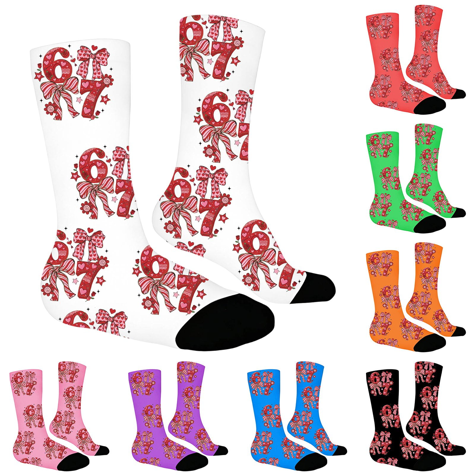 heyac 67 Men Socks Funny Number Ice Cream Drip Crew Socks 67 Meme ...