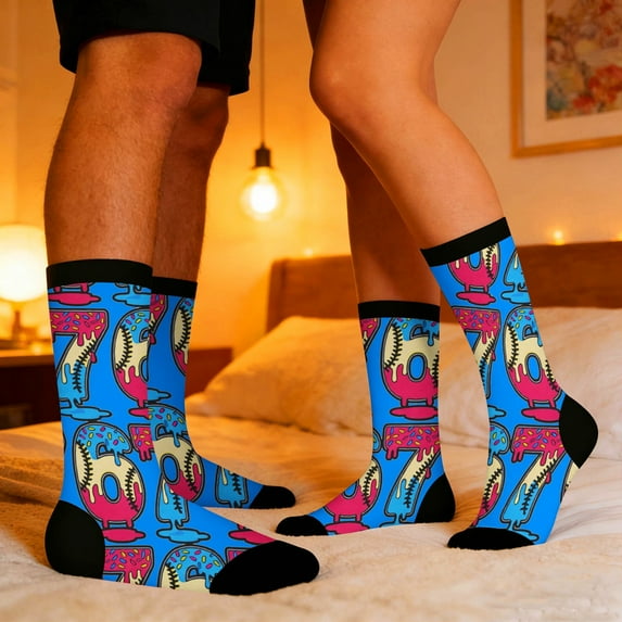 heyac 67 Socks Funny Number Ice Cream Crew Socks 67 Meme Novelty Six ...