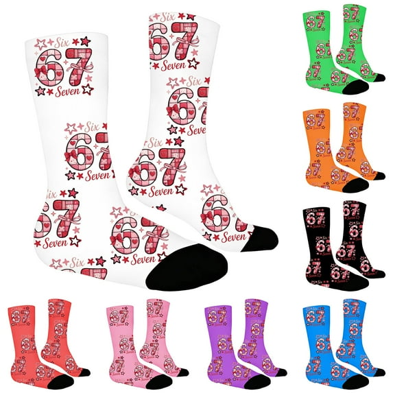 heyac 67 Socks Funny Number Ice Cream Drip Crew Socks 67 Meme Stocking ...