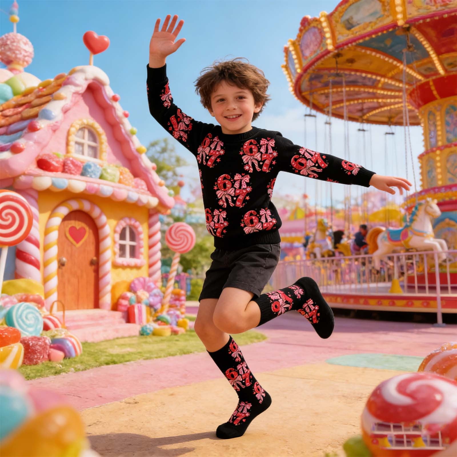 heyac 67 Socks Kids Funny Number Ice Cream Crew Socks 6 7 Meme Novelty ...