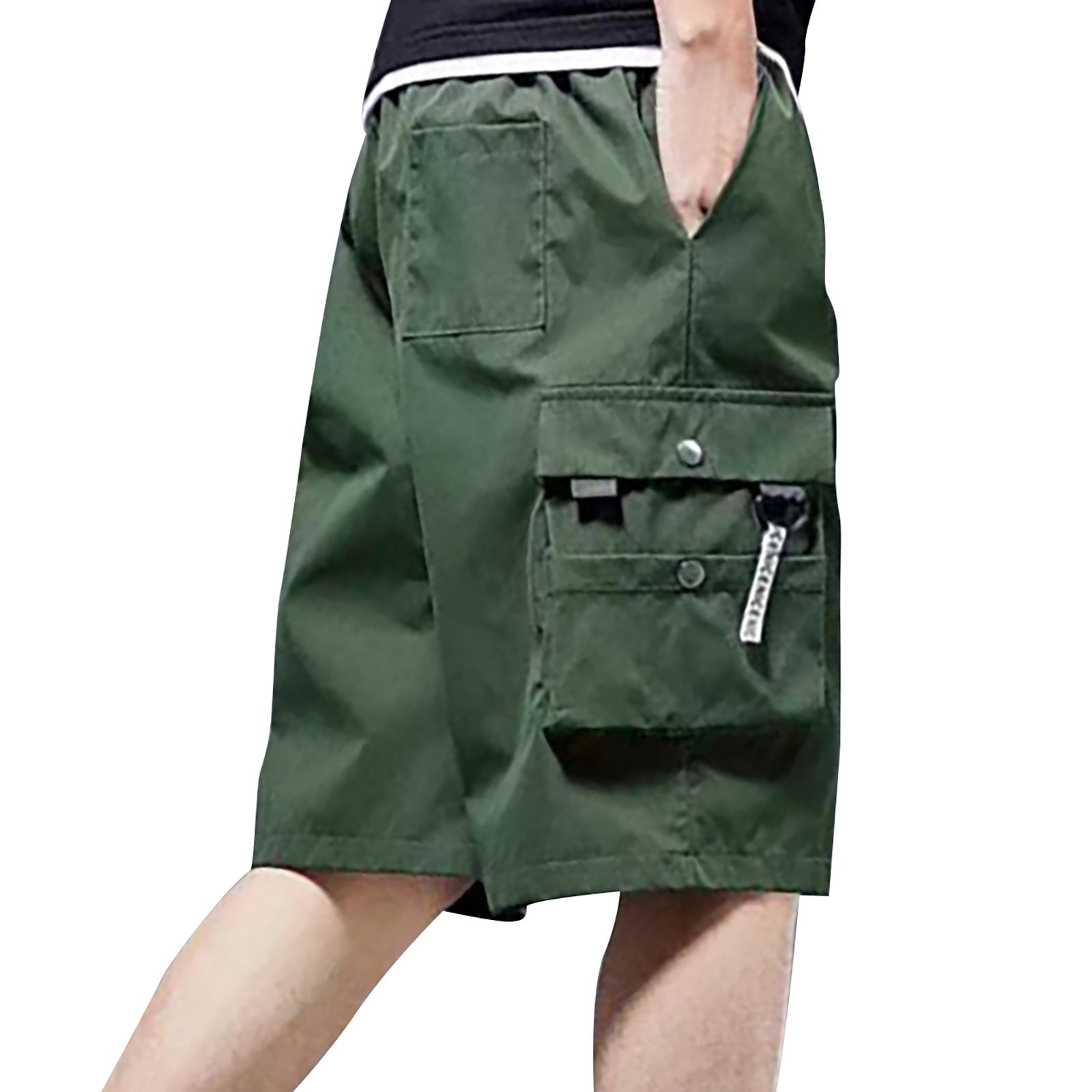 heyac Big and Tall Cargo Shorts for Men Stretch Waist Solid Color 3/4 ...