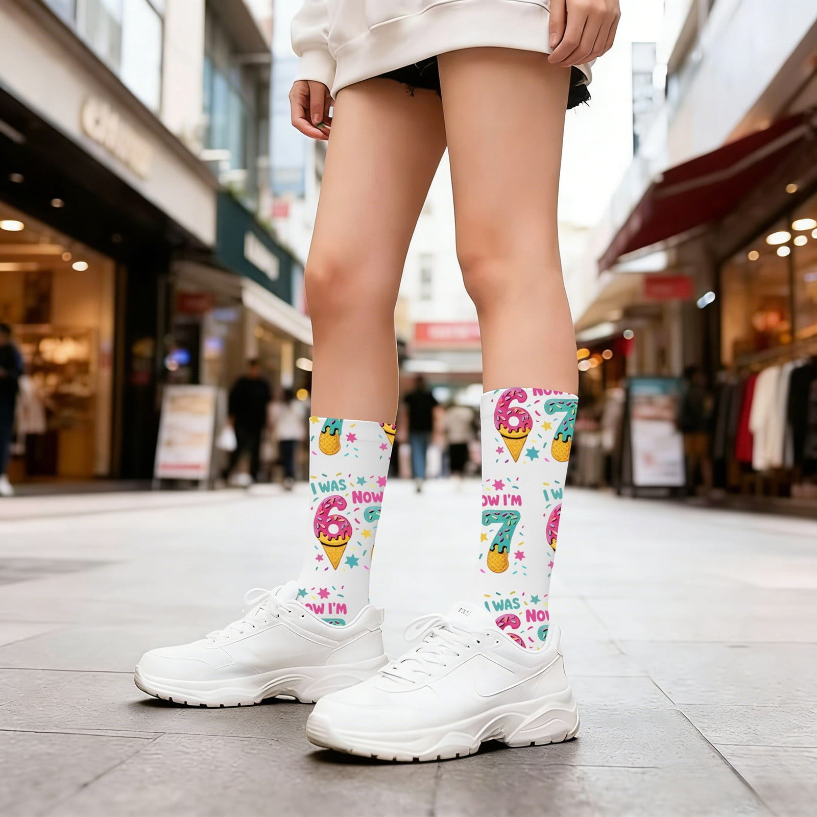 heyac Men 67 Socks Funny Number Ice Cream Drip Crew Socks 6 7 Meme ...