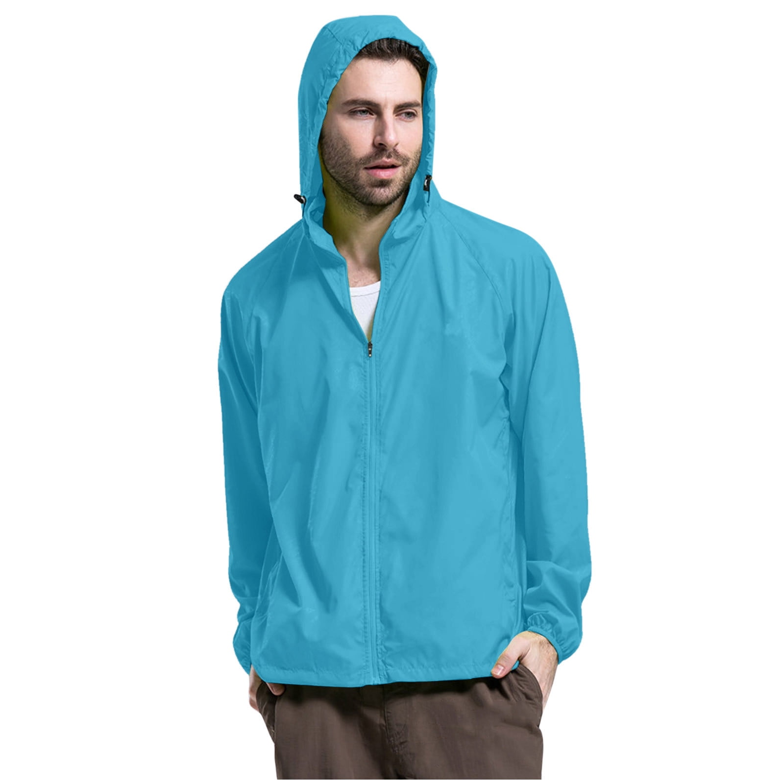 heyac Men's Rain Jacket Waterproof Lightweight Packable Raincoat with ...
