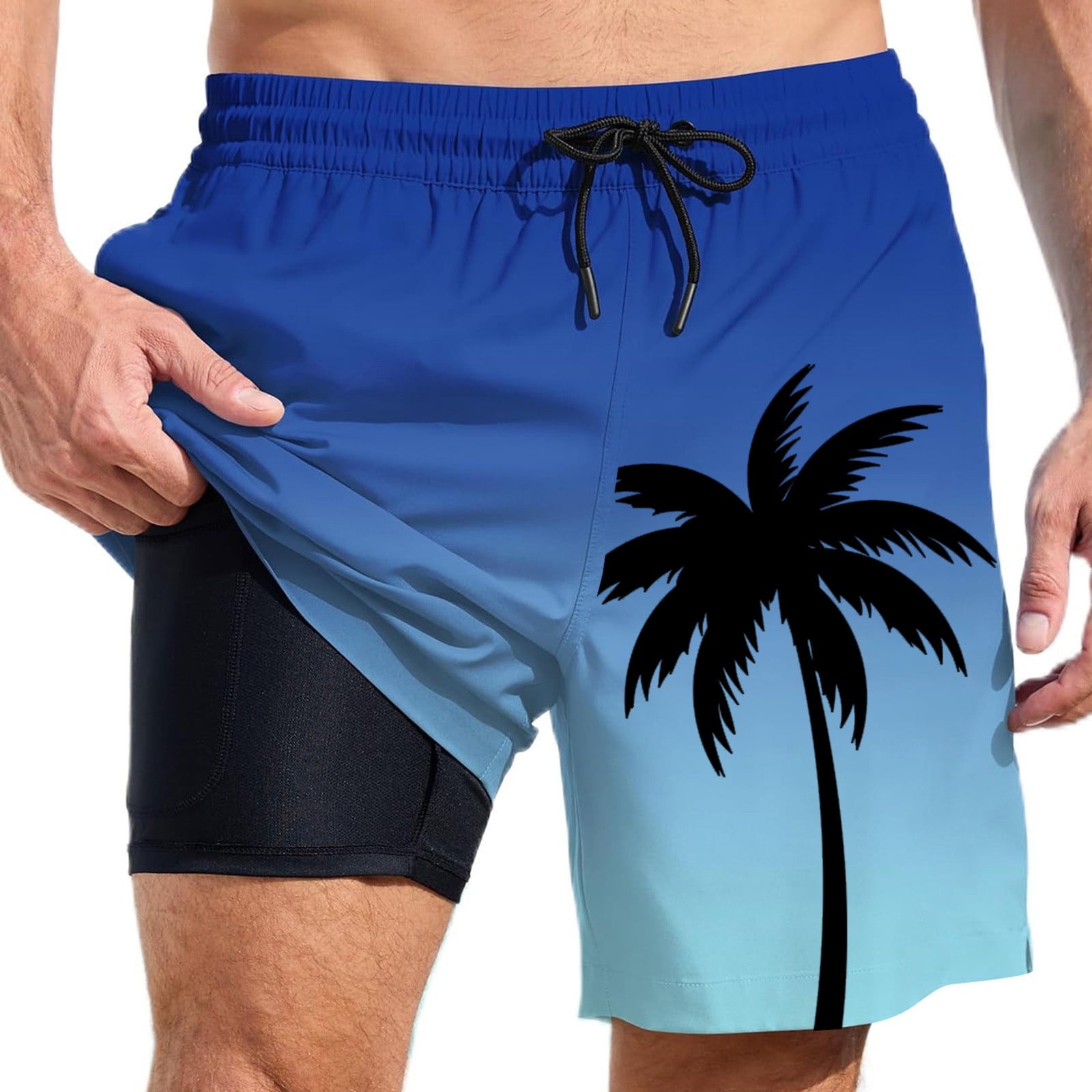 heyac Men's Swim Trunks 5 Inch Inseam Elastic Waist Men Swim Shorts ...