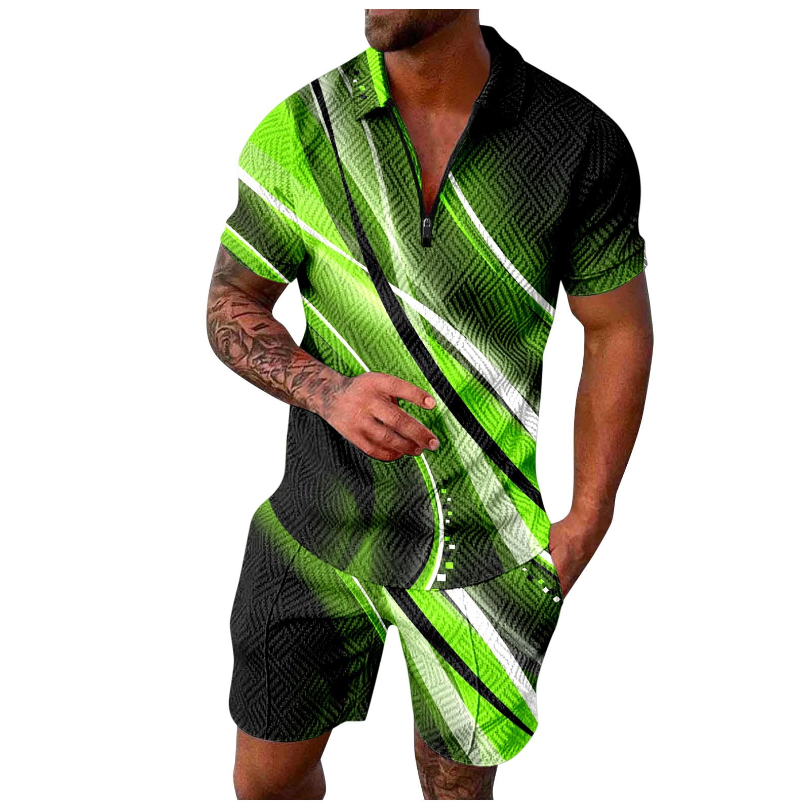 heyac Mens Outfits 2 Piece Tie-Dye Breathable Linen Matching Set Big ...