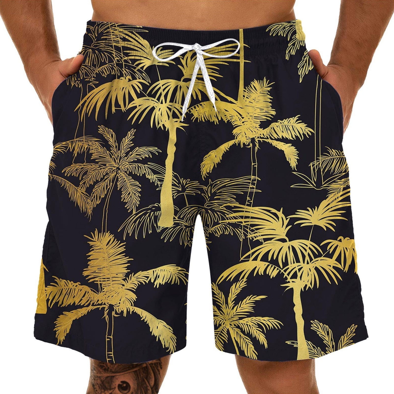 heyac Mens Swim Shorts Expandable Waist Quick Dry Rash Guard Shorts for ...