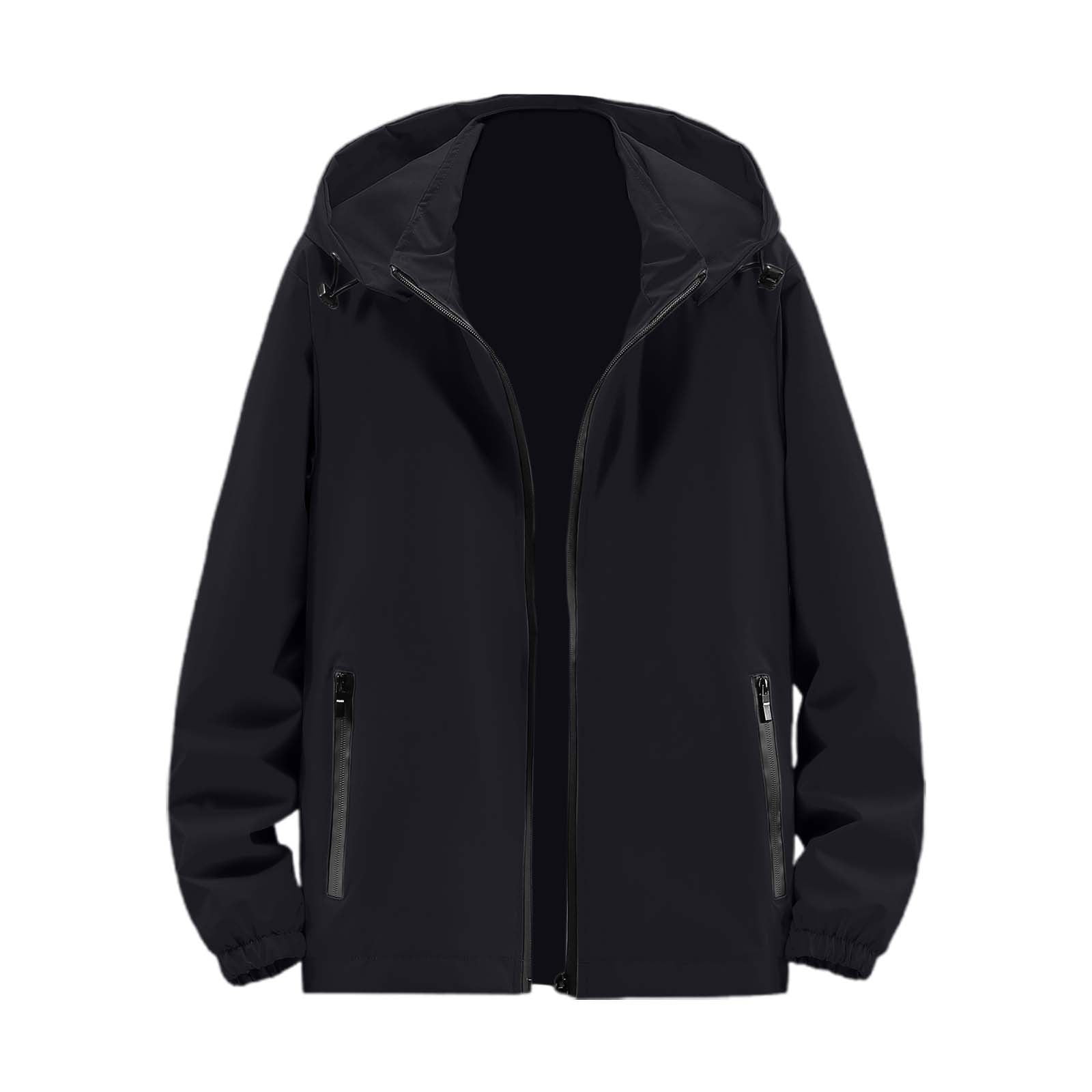 heyac Mens Windbreaker Jacket Casual Lightweight Hooded Windbreaker softshell Easy-Care Zip-Up ...
