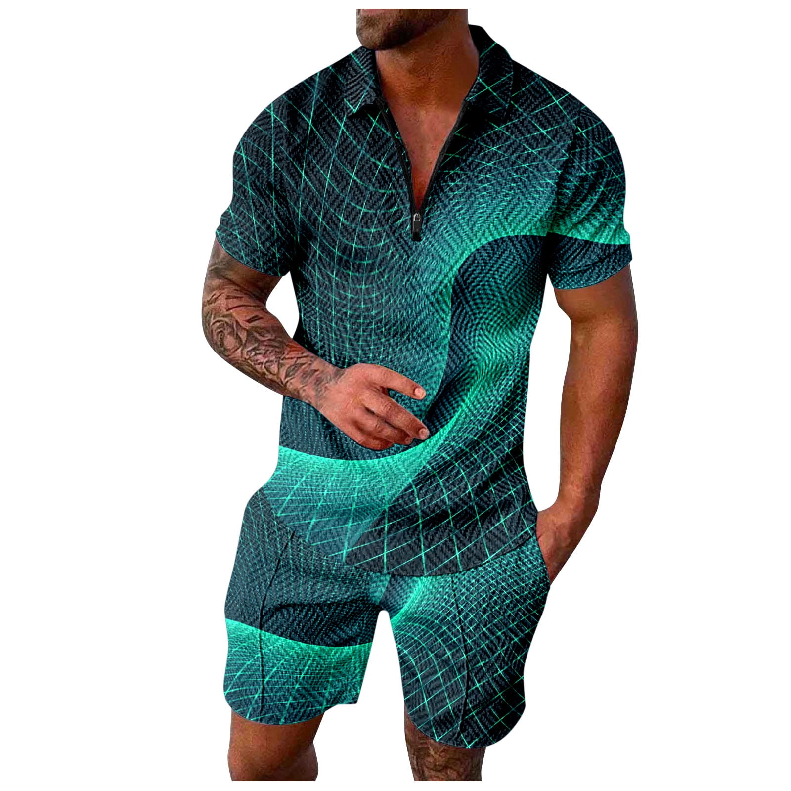 heyac Outfits for Men Printing Raglan Sleeve Coordinated Outfit Drop ...