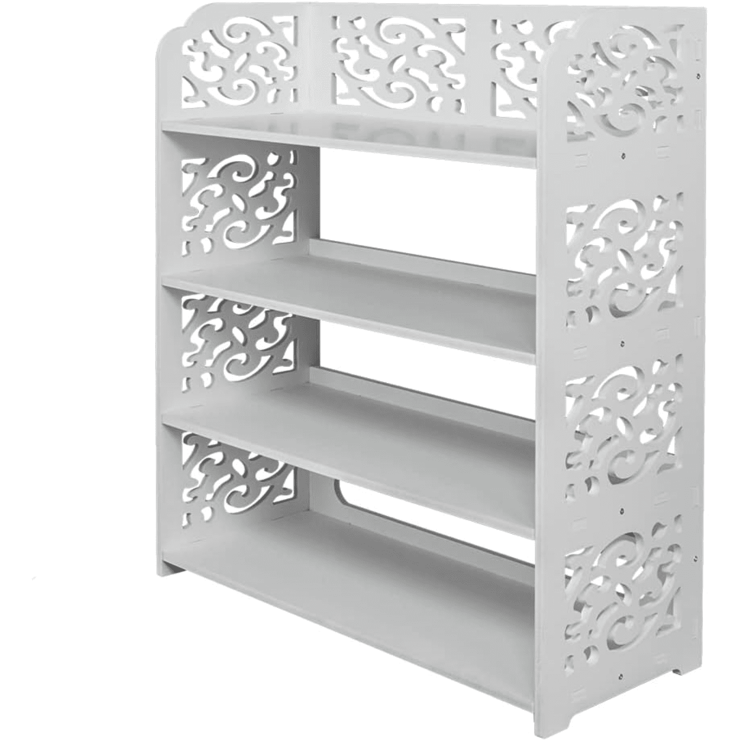 hfdghl 6-Tier White Hollow Carved Shoe Rack - Wood-Plastic Board ...